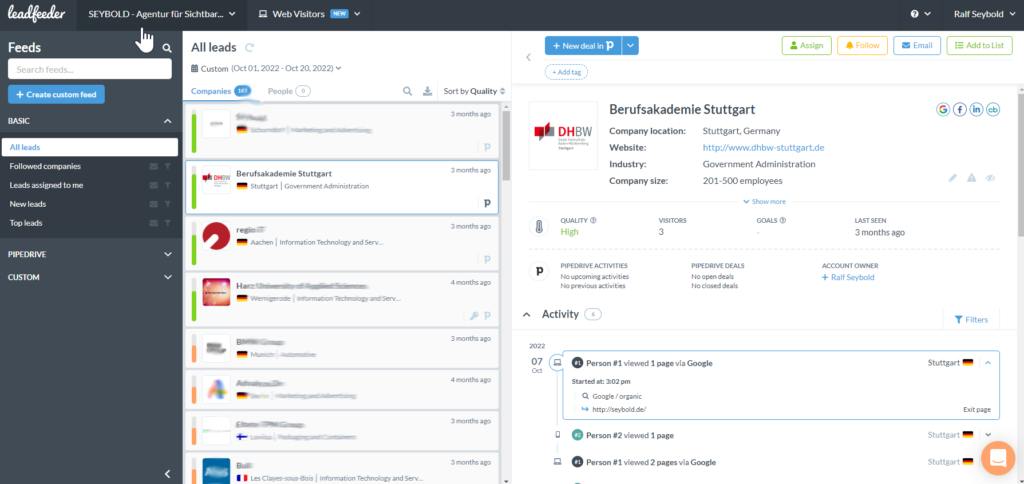 Leadinfo vs. Leadfeeder vs. Lead Forensics - Best Tool for Lead Generation